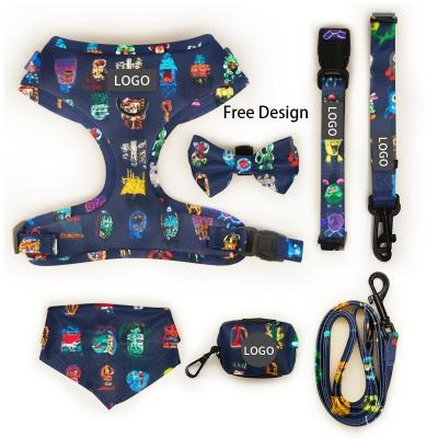 China Neoprene Dog Harness And Leash Set Personalized Designer Custom Pattern No Pull Soft Pet Harness For Small To Medium Dogs for sale