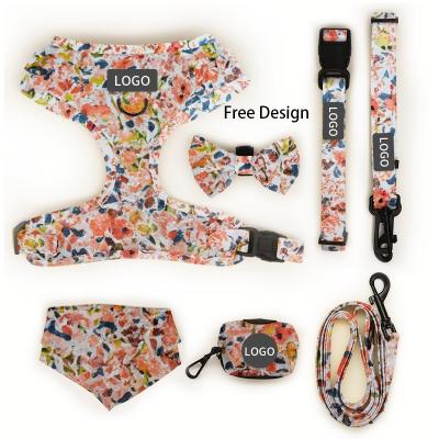 China Neoprene Dog Harness And Leash Set Personalized Designer Custom Pattern No Pull Soft Pet Harness For Small To Medium Dogs for sale