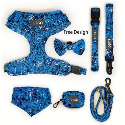 China Neoprene Dog Harness And Leash Set Personalized Designer Custom Pattern No Pull Soft Pet Harness For Small To Medium Dogs for sale