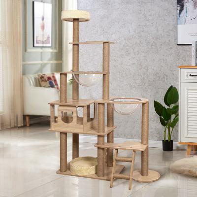 Cina Gatto gioco attivo giocattolo multi-livello casa alta gatto albero di attività con Sisal raschiamento poste legno attività gatto playhouse in vendita
