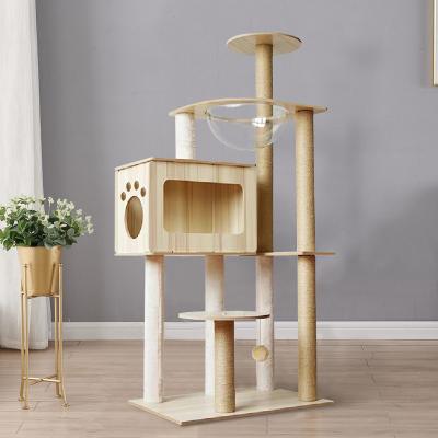 Cina Gatto gioco attivo giocattolo multi-livello casa alta gatto albero di attività con Sisal raschiamento poste legno attività gatto playhouse in vendita