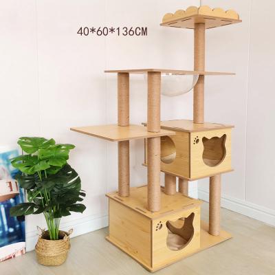 Cina Gatto gioco attivo giocattolo multi-livello casa alta gatto albero di attività con Sisal raschiamento poste legno attività gatto playhouse in vendita