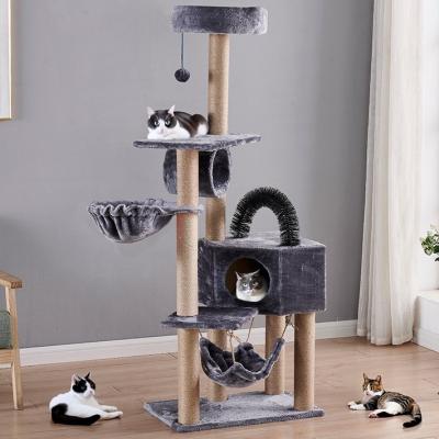 Cina Grandi casette da raschiatura in legno Torre Gatti Albero di tessuto Sisal e tavola di legno per dimensioni personalizzate in vendita