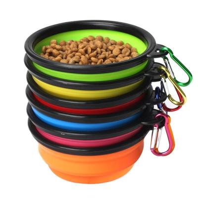 China Pet Bowls Collapsible TPE Foldable Silicone Dog Food Feeding Bowl Travel Rounded Item Type for sale