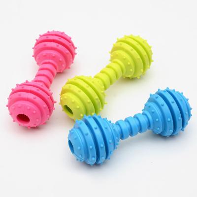 Cina Colorevole forma ossea TPR giocattolo per cani per animali adatti a tutte le stagioni Barbell Dog Chew Toy in vendita