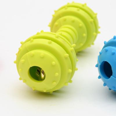 Cina Colorevole forma ossea TPR giocattolo per cani per animali adatti a tutte le stagioni Barbell Dog Chew Toy in vendita