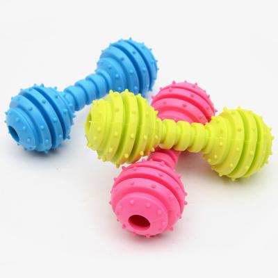Cina Colorevole forma ossea TPR giocattolo per cani per animali adatti a tutte le stagioni Barbell Dog Chew Toy in vendita