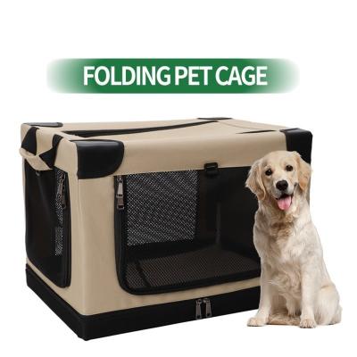 China Convenient and Portable Oxford Fabric Folding Pet Crate Kennel Carrier Bag with Removable Bracket for sale