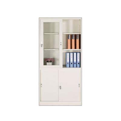 China Space-Saving Dual Sliding Door Steel Cabinet - Glass & Metal Filing Cupboard (FC-H1) for sale