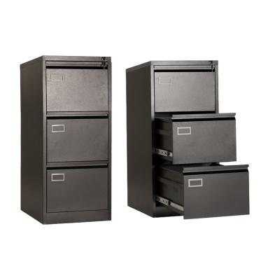 China Mid-Size 3-Drawer Black Steel Filing Cabinet - Departmental A3/A4/F3/F4 Lockable Office Storage (D-D3) for sale