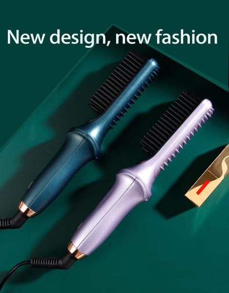 Quality Adjustable Temperature Electric Hot Comb with 360 Degree Swivel Cord in Purple ABS PTC for sale
