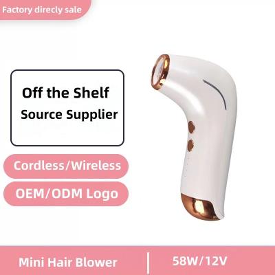 China Portable 60W Battery Powered Cordless Hair Dryer Cool Shot Button Concentrator Nozzle Type for sale