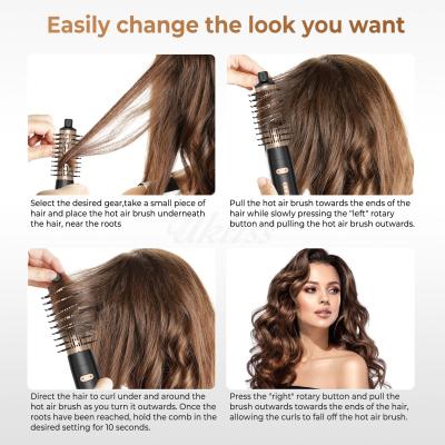 China Hair Dryer Brush 6 in 1 Hair Styler Silver Ionic Technology Fast Drying Multi Styler for Straight Curly and Coily Hair for sale