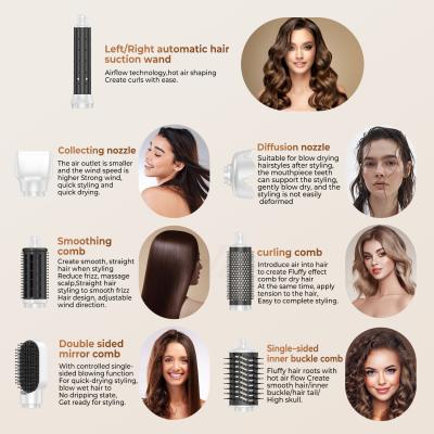 中国 迅速乾燥 8イン 1 プロフェッショナル ホットエア ヘアドライヤー ブラシ オートウラップカール 2M パワーコード 1500W マルチスタイラー 販売のため