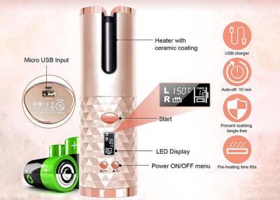 Chine Fer de bordage de rotation automatique d'affichage à LED, bigoudi de cheveux portatif en céramique d'Usb à vendre