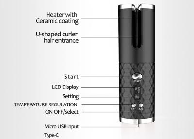 Chine Bigoudi de cheveux automatique rechargeable sans fil tournant automatique d'affichage à cristaux liquides de bigoudi de cheveux 360 à vendre