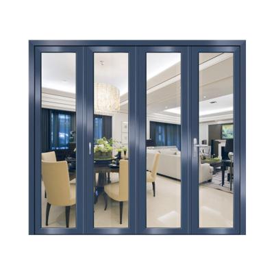 China UPVC PVC Foldable Sliding Glass Doors 3 Panel Bi Fold Doors Electrophoresis Coating for sale