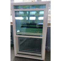 China Windproof White UPVC Single Hung Window With Grill And Mesh for sale