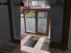 American PVC Sliding Windows Custom Manufacturing Wood Texture Inside + White Outside Screen Windows Bulk Quantity Orders