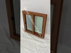 UPVC Wood Foil Double Sliding Windows Custom European Style Energy Efficient