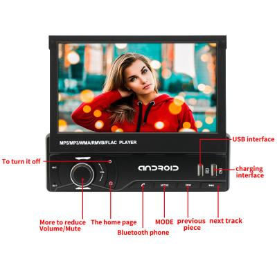 China Botão único telescópico universal estéreo para carro Android 7 polegadas Universal Android Player à venda