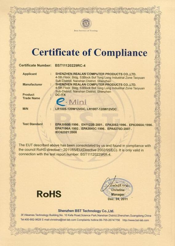 RoHS - Shenzhen Realan Computer Products Co., Ltd.