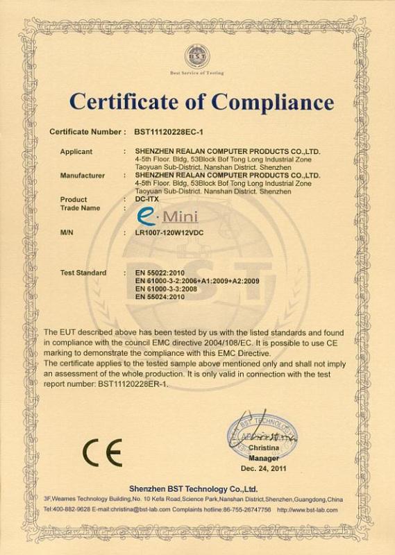 CE - Shenzhen Realan Computer Products Co., Ltd.