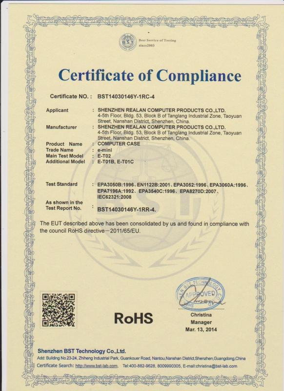 RoHS - Shenzhen Realan Computer Products Co., Ltd.