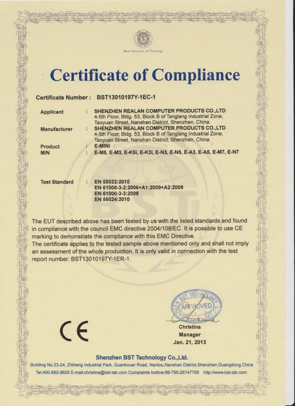 CE - Shenzhen Realan Computer Products Co., Ltd.