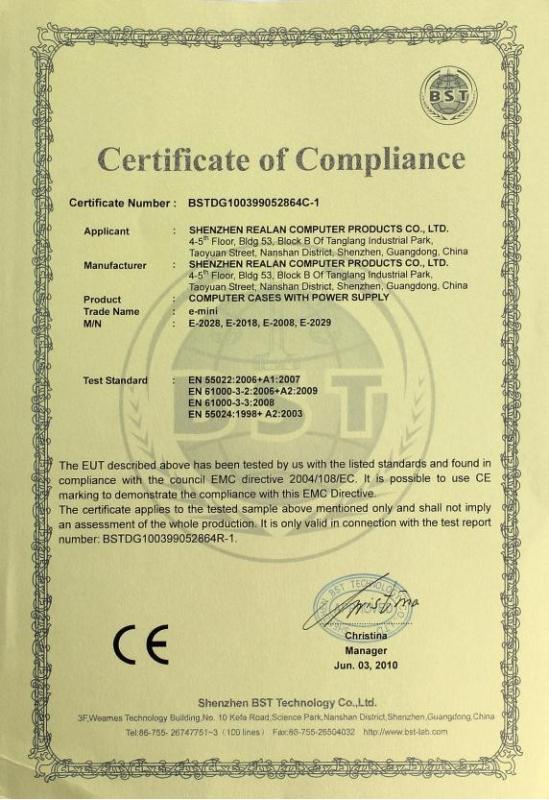 CE - Shenzhen Realan Computer Products Co., Ltd.