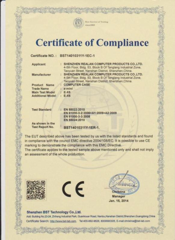 CE - Shenzhen Realan Computer Products Co., Ltd.