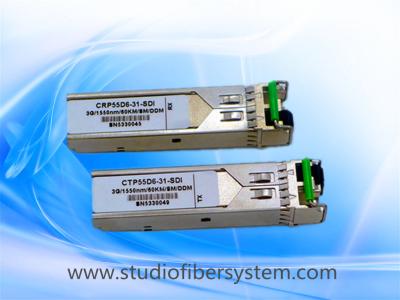 China 40KM 1550nm 3G SDI Video SFP Optical Transceiver include 1SFP transmitter and 1 SFP receiver, supporting pathological for sale