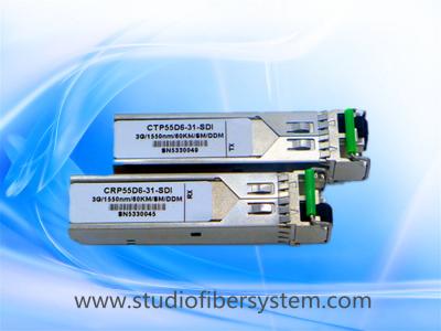 China 10KM 1310nm 3G SDI Video SFP Optical Transceiver include 1SFP transmitter and 1 SFP receiver, supporting pathological for sale