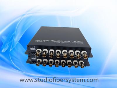 China 8CH analog video fiber transmitter and receiver with black aluminum case for cctv surveillance system for sale