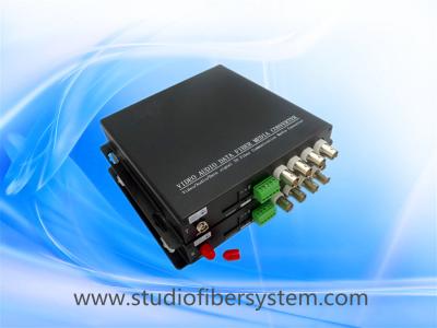 China 4CH HDTVI video audio fiber converter with black aluminum case for sale