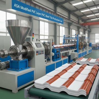 China ASA Modified PVC Layer PVC Roof Tile Making Machine Utilizing Counter-rotating Conical Twin-screw for Extrusion Process for sale