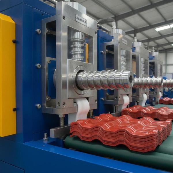 Quality Synthetic Corrugated Roof Tile PVC Roof Tile Manufacturing Machine Featuring Screw Material 38CrMoALA for Production for sale