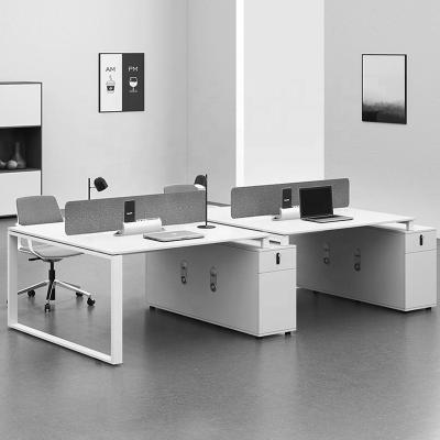 China Kantoormeubelen Wit Eenvoudig computerbureau voor 6 personen in bedrijfsruimten Te koop