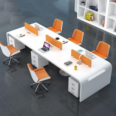 China Postverpakking Moderne eenvoudige witte lak Bureau voor 4 personen in kantoorontwerp Te koop