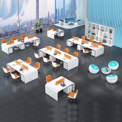 China Postverpakking Moderne eenvoudige witte lak Bureau voor 4 personen in kantoorontwerp Te koop