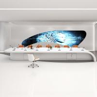 China White Paint Baking Veneer Conference Table and Chairs Set with Extendable Function for sale