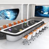 China White Paint Baking Veneer Conference Table and Chairs Set with Extendable Function for sale