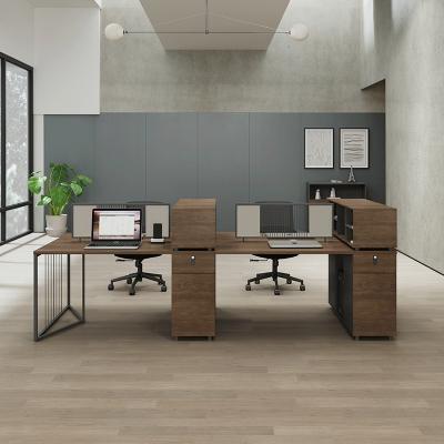 Cina Stazione di lavoro per ufficio minimalista per quattro persone con scrivania e sedia a superficie in melamina di legno in vendita