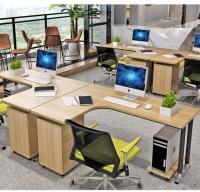 China Wooden L Shape Office Workstation Desk With Lifting Function for sale