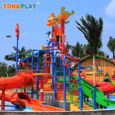 China Multi-person Water Village Happy Water Outdoor Amusement Playground Plastic Slide Suitable for All Ages for sale