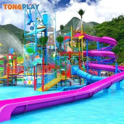 China Kids Fibreglass Swimming Pool Slide Aquatic Adventure Playground & Splash Pad for sale