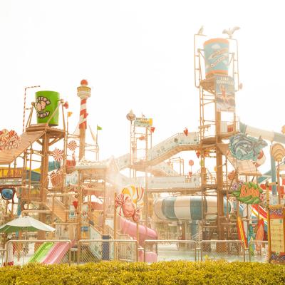 China Commercial Fiberglass Water Slide Splash Park Water Playground Equipment Aqua House for Kids Adults for sale