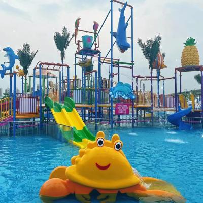 China Waterpark Design Build Fibreglass Water House Adult Theme Park Water Slides With Water Spray Games for sale
