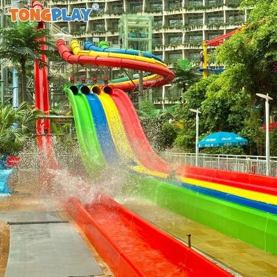 China Water Playground Amusement Play Rainbow High Speed Slide Fiberglass Water Park Slides for Sale for sale