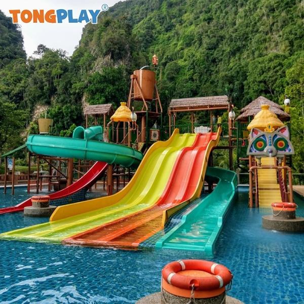 Quality Colorful Family Raft Water Slide ODM Water Amusement Park Equipment for sale